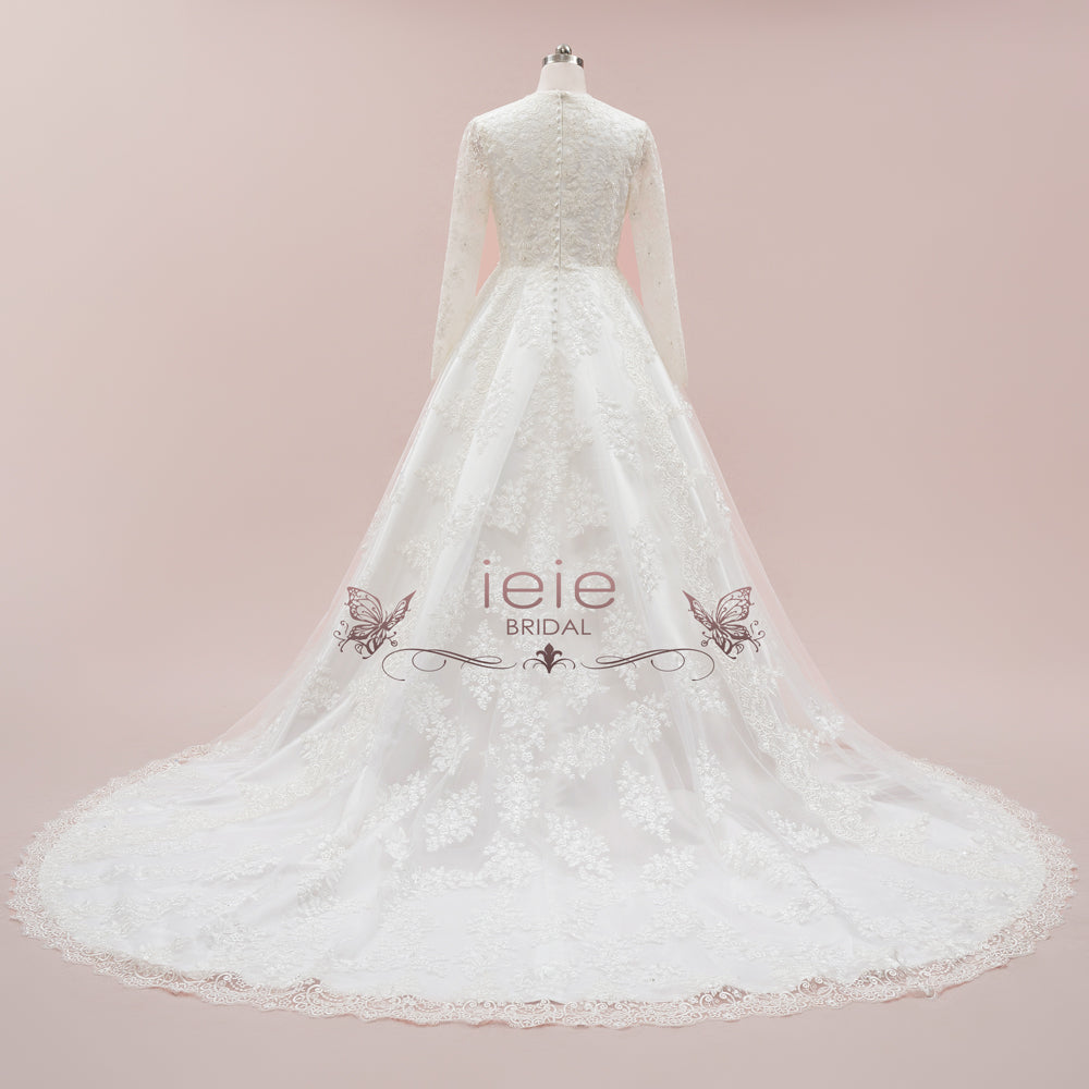 Modest Lace Wedding Dress with Long Sleeves | ALDREDA – ieie