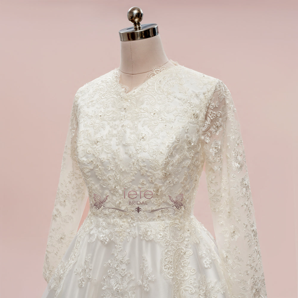 Modest Lace Wedding Dress with Long Sleeves | ALDREDA – ieie