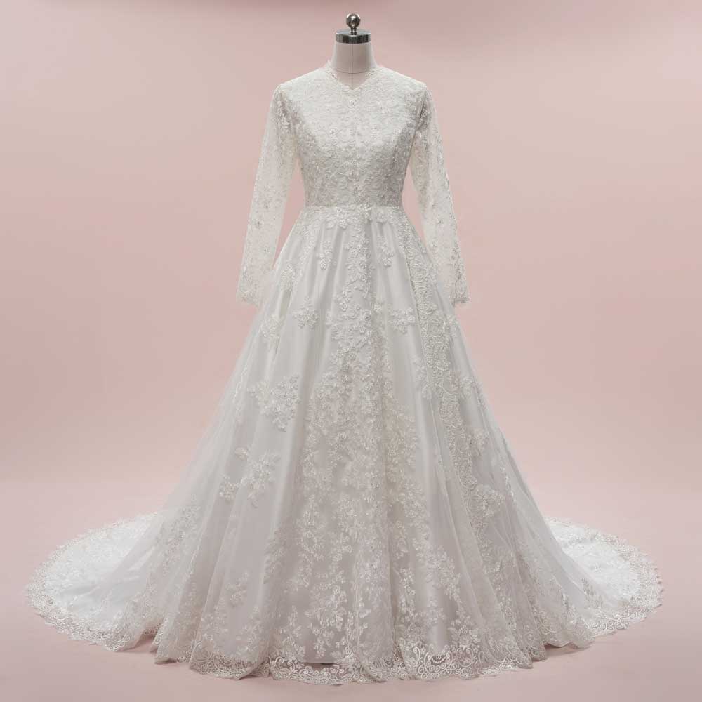 Modest Lace Wedding Dress with Long Sleeves | ALDREDA – ieie