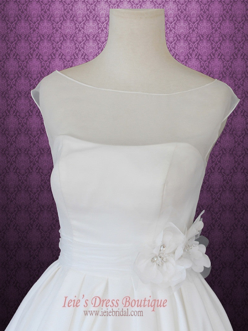 Retro Modest Tea Length Chiffon Wedding Dress KATHY – ieie