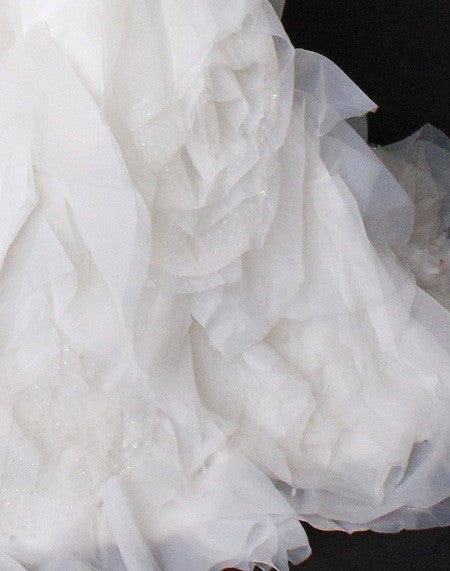 Strapless Organza Ruffles Mermaid Fit and Flare Wedding Dress | Cecili ...