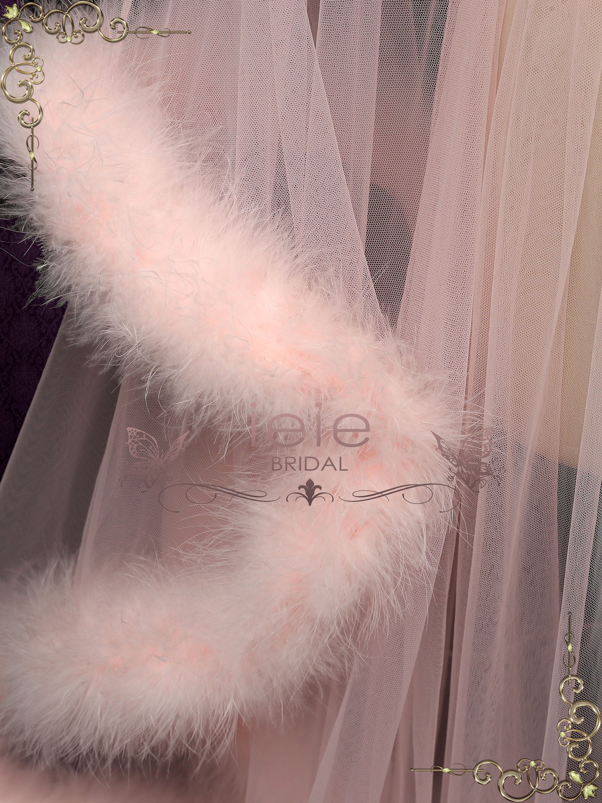 Long Blush Honeymoon Wedding Marabou Fur Edge Boudoir Robe GiGi – ieie