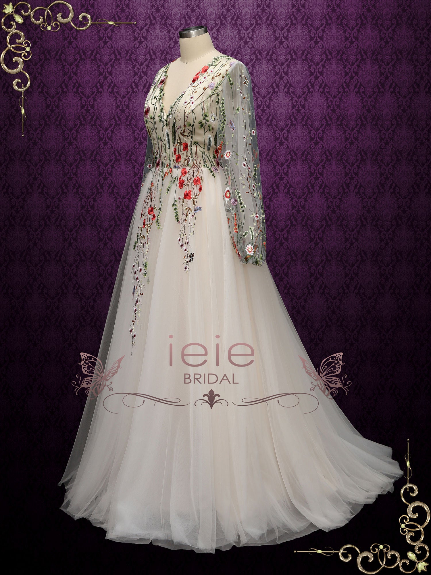 Colored Floral Lace Wedding Dress: Timeless Elegance for Your Big Day
