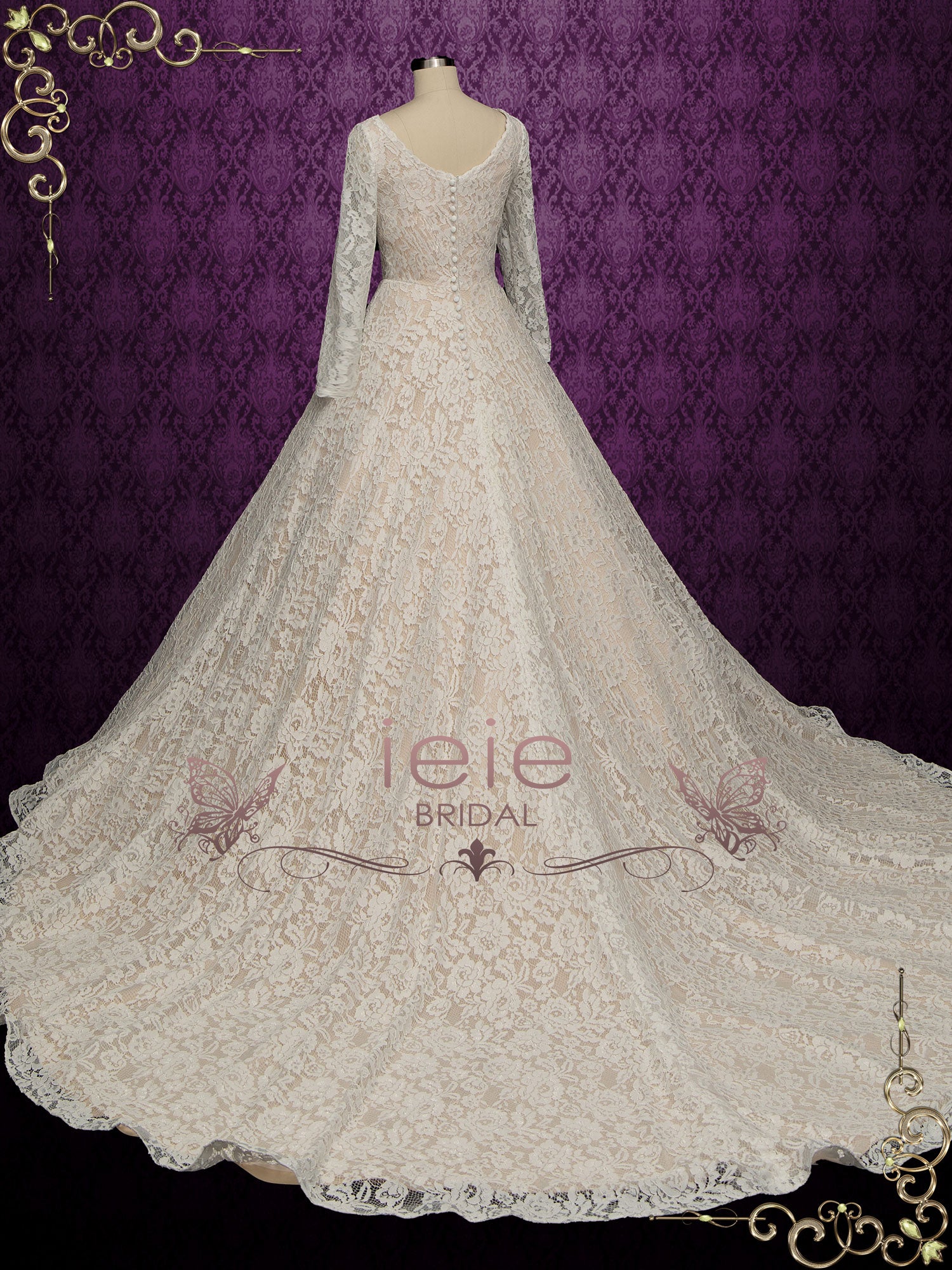 Long Sleeves Lace Wedding Dress | ALLISON – ieie