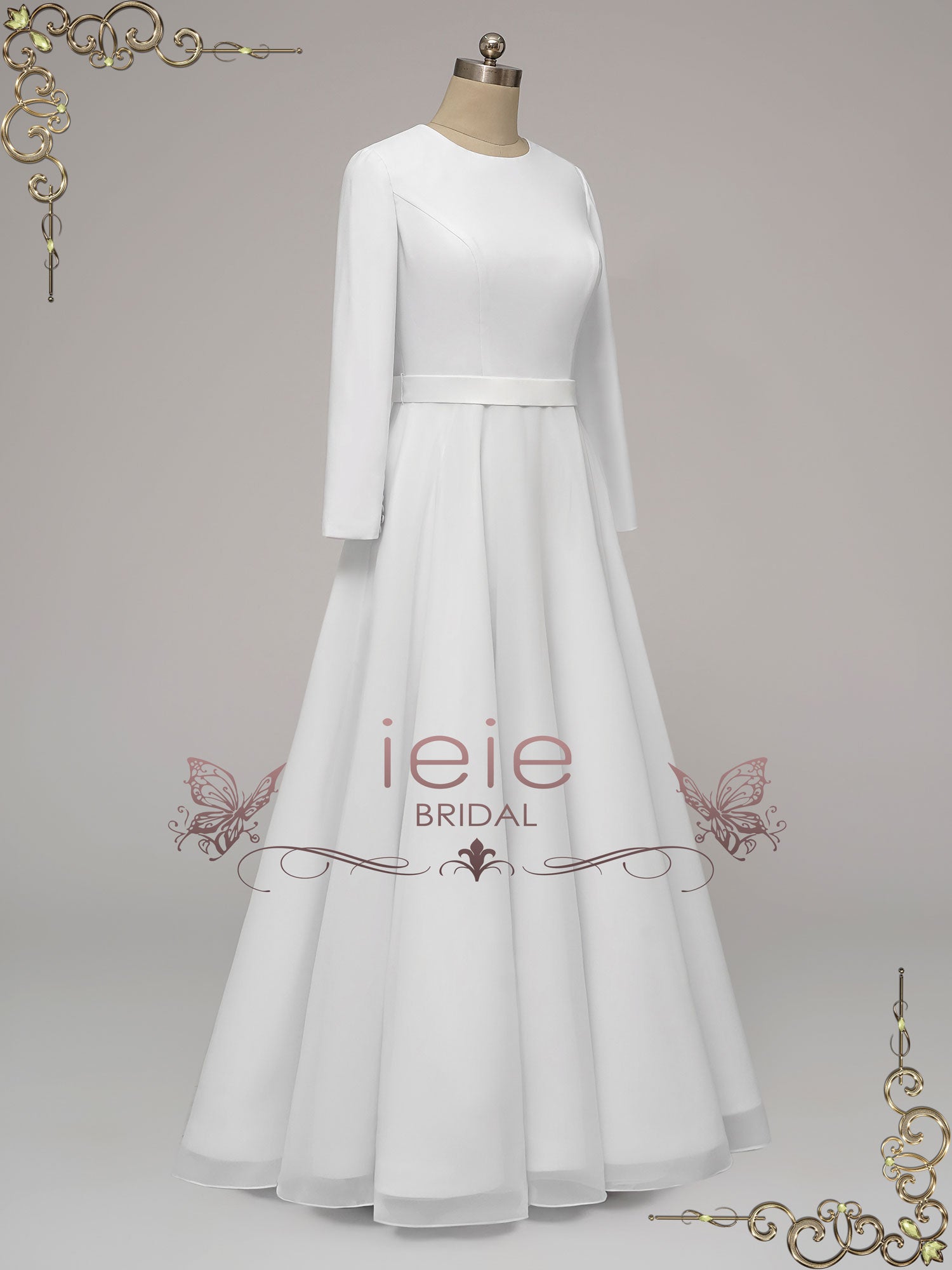 Modest Simple Long Sleeves Wedding Dress DORIA – ieie