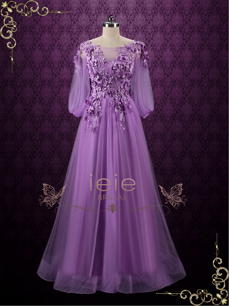 Purple Floral Formal Evening Dress Wedding Dress CAMILLA – ieie