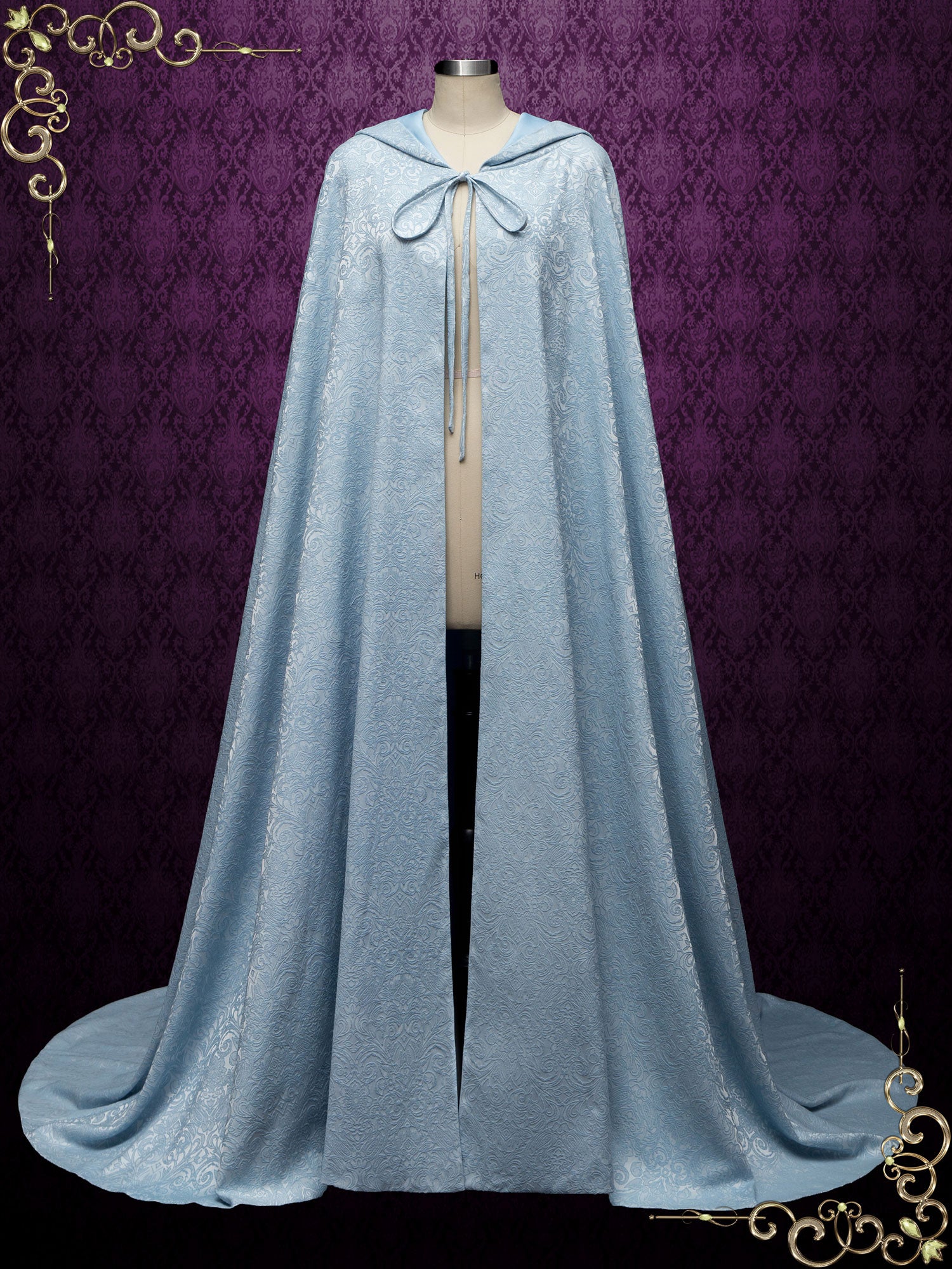 Blue Medieval Cotton Jacquard Wedding Cloak Y200502 – ieie