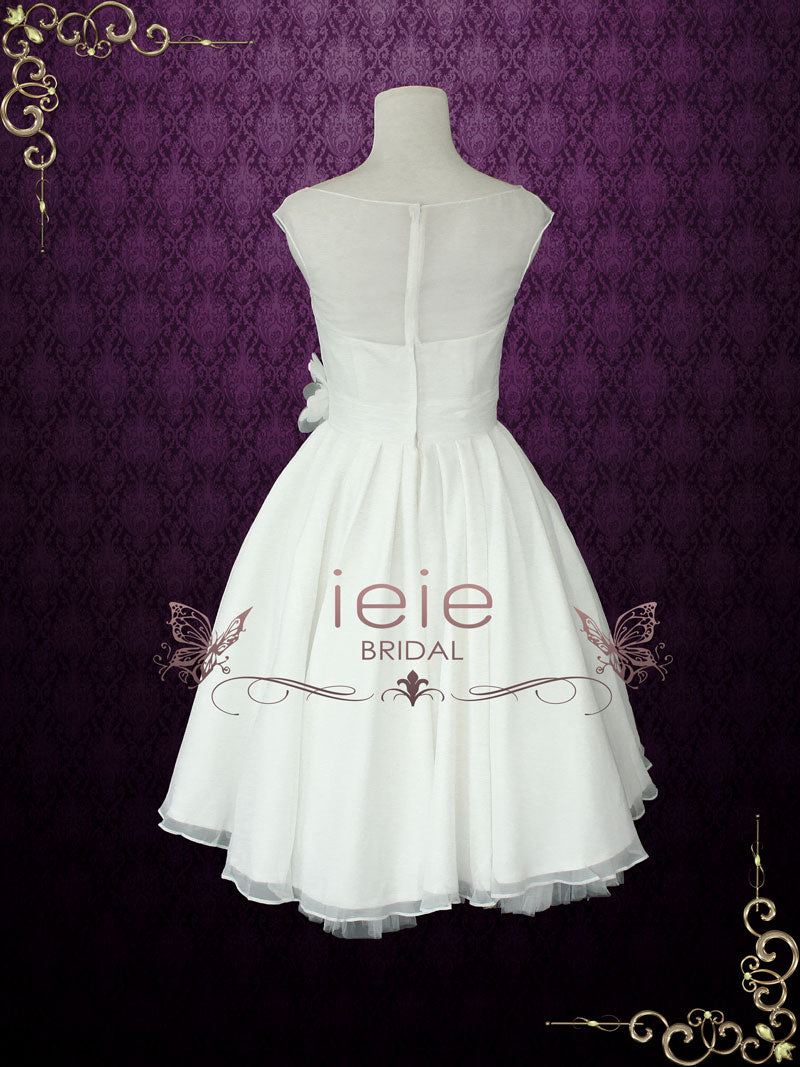 Retro Modest Tea Length Chiffon Wedding Dress KATHY – ieie
